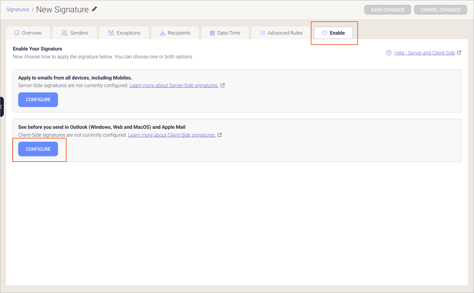 How to configure client-side signatures after the initial onboarding – Exclaimer Knowledge Base